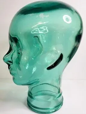 Vidrios San Miguel | Art | Vintage Aqua Glass Mannequin Head Display ...